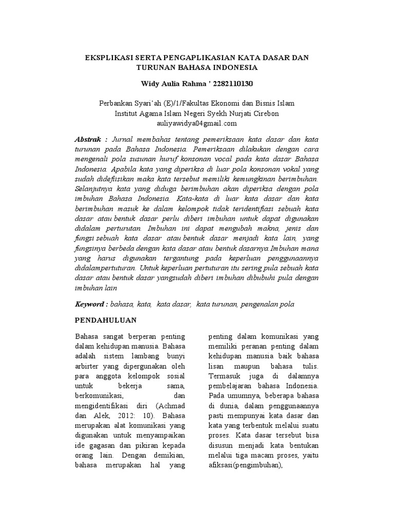 Kata Dasar & Turunan Bahasa Indonesia | PDF