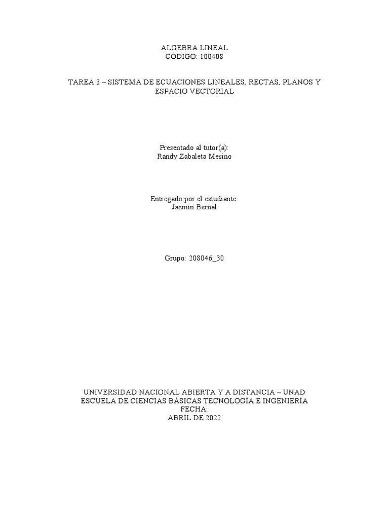 Tarea3 30 Jazmin Bernal | PDF | Álgebra lineal | Linealidad