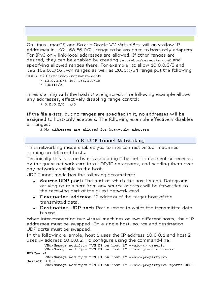 6.8. UDP Tunnel Networking: Source UDP Port: The Port On Which The Host Listens. Datagrams | PDF ...