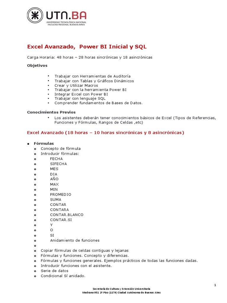 Curso Avanzado de Excel, Power BI y SQL | PDF | SQL | Microsoft Excel