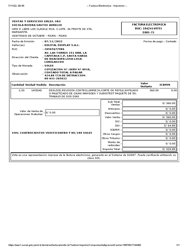 Factura Electronica - Impresion | PDF | Tecnología bancaria | Pagos