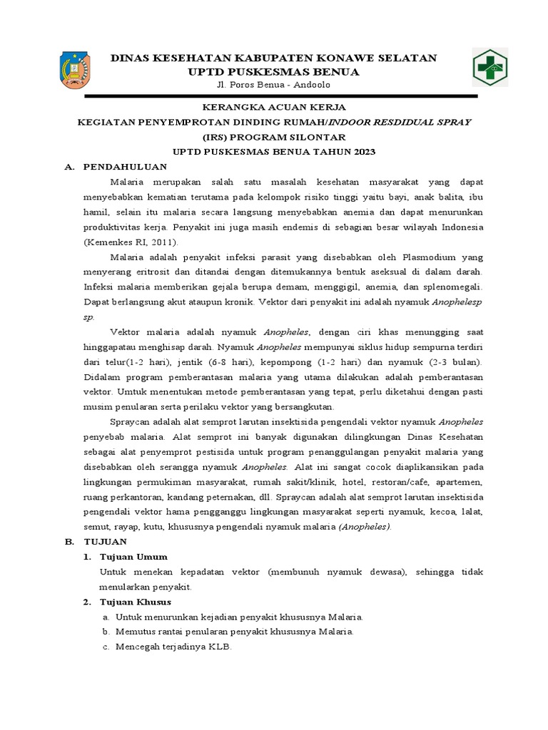 Penyemprotan IRS untuk Pengendalian Malaria | PDF
