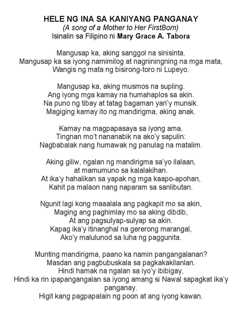 Hele NG Ina Sa Kaniyang Panganay (Courage) - Main | PDF