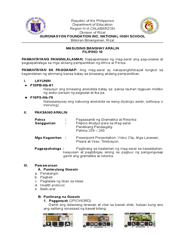 Lesson 3 (Gramatika at Retorika) - LP | PDF