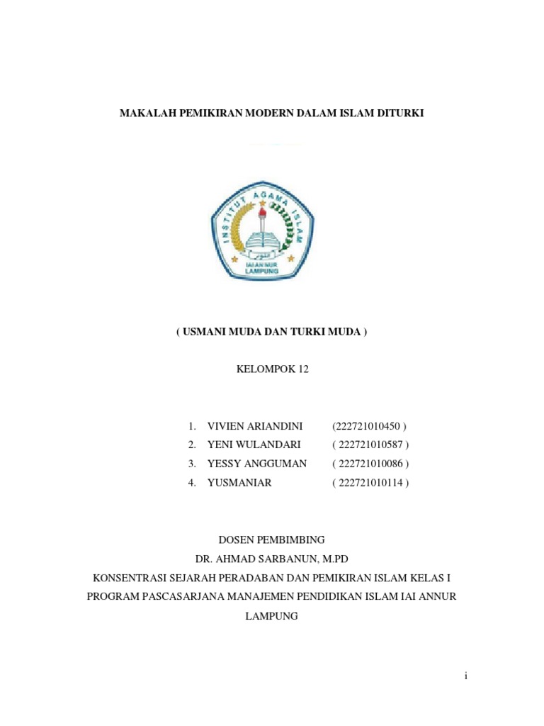 Makalah Kel 12 Peradaban Usmani Muda Dan Turki Muda | PDF