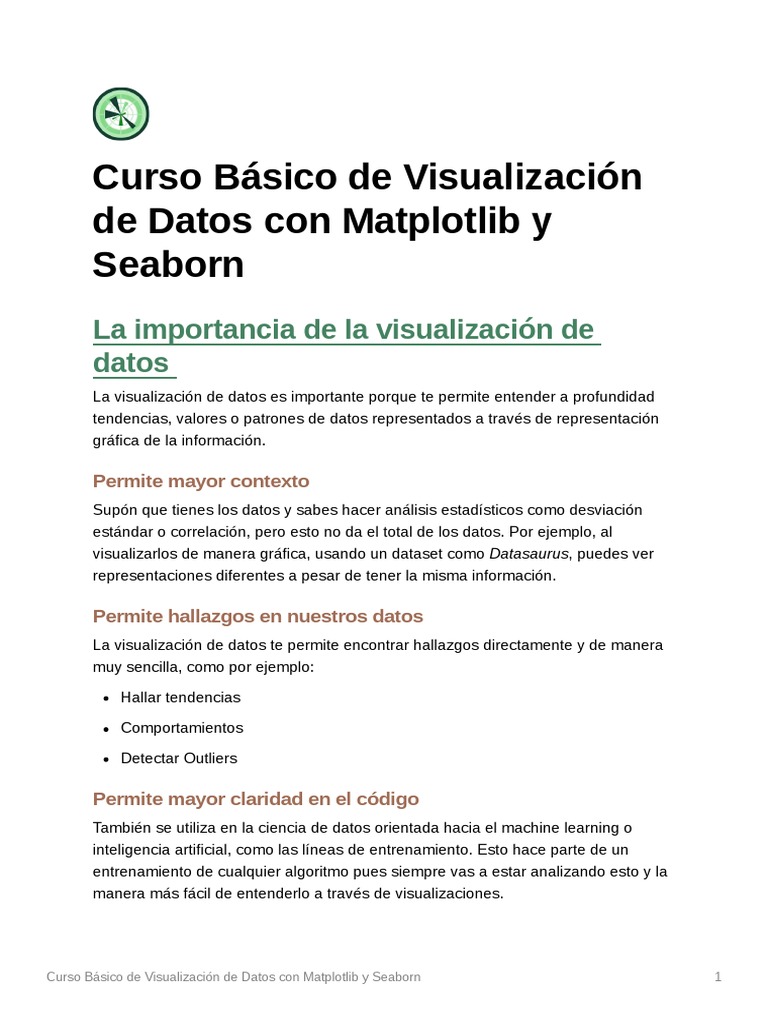 Curso Bsico de Visualizacin de Datos Con Matplotlib y Seaborn | PDF ...