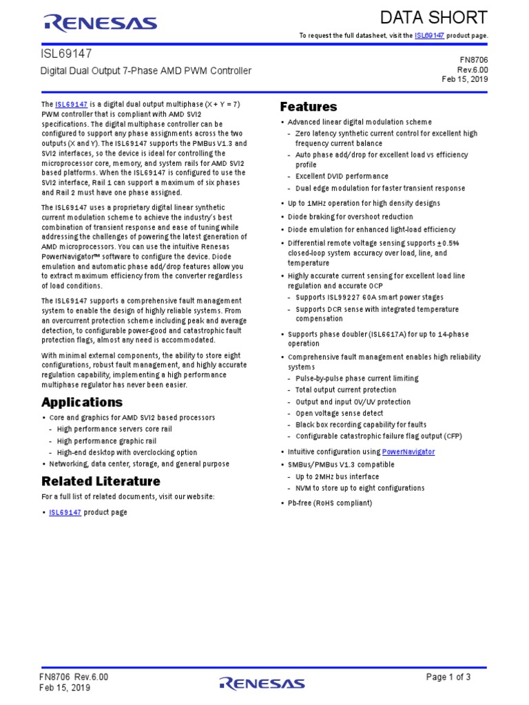 Features: Digital Dual Output 7-Phase AMD PWM Controller | PDF ...