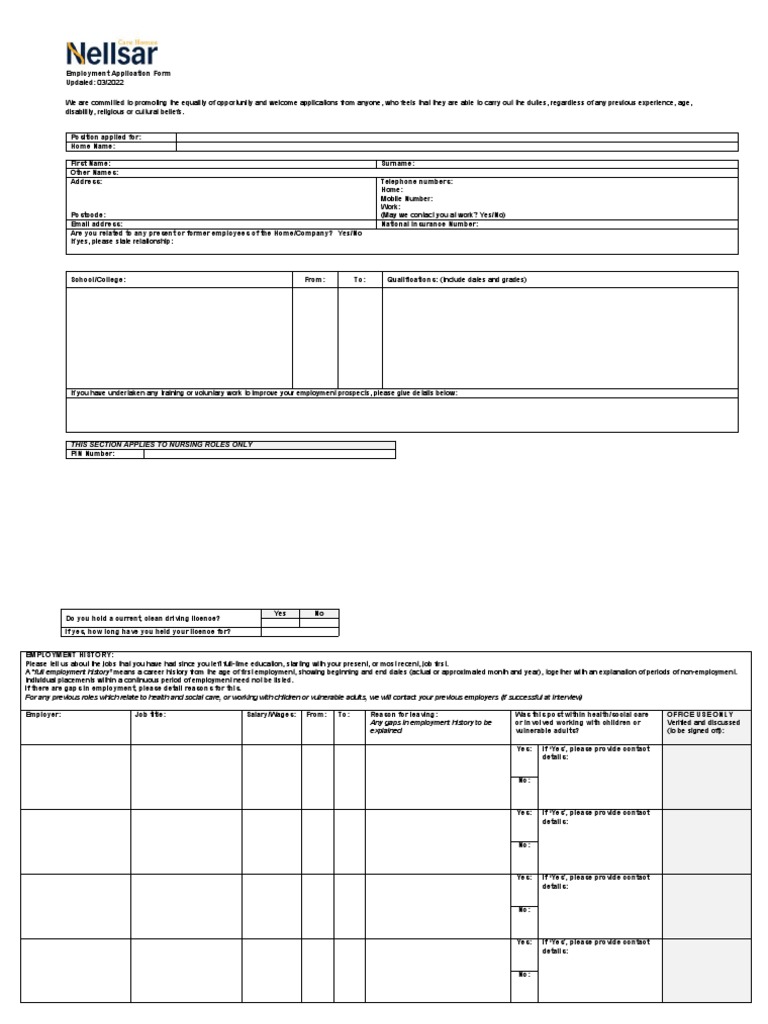 Application Form | PDF | Employment | Criminal Record