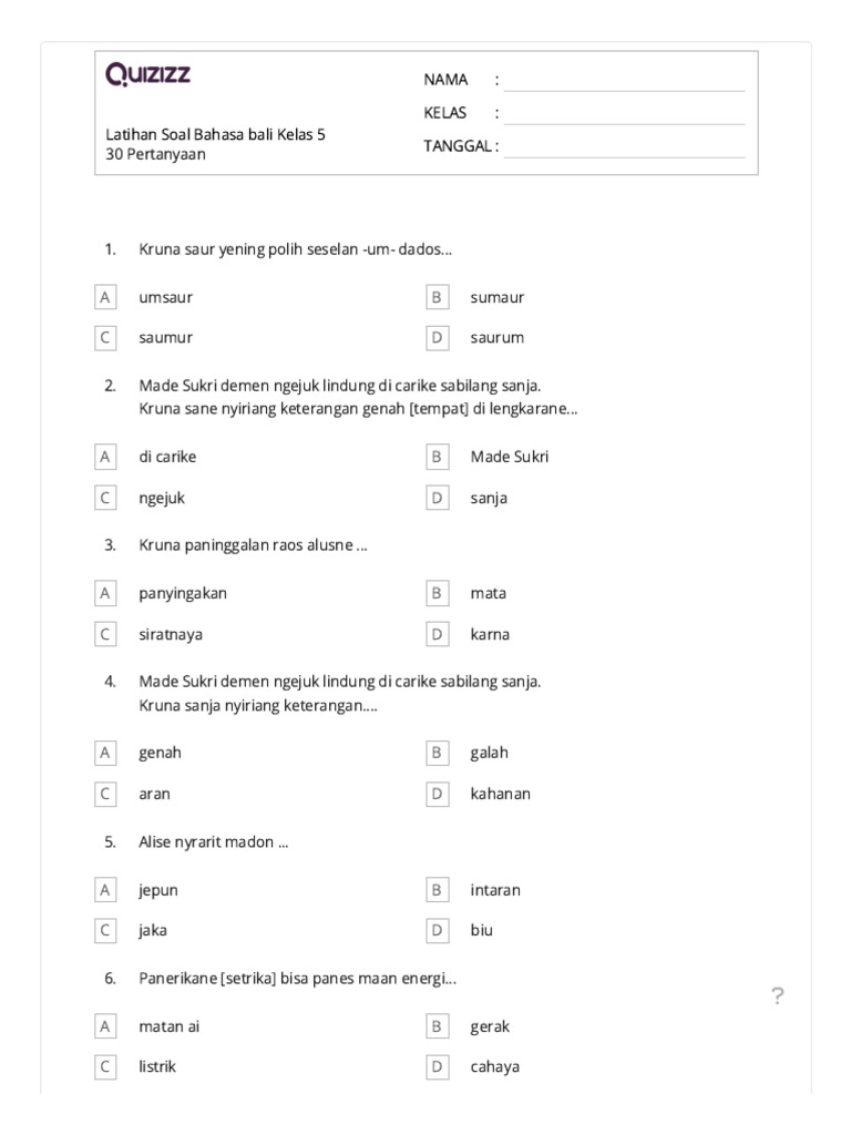Latihan Soal2 Kelas 4 | PDF