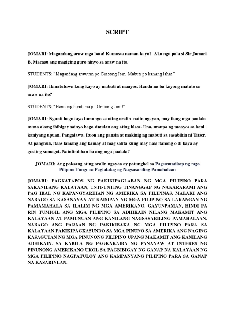Script Sa Demo Ni Jomari | PDF