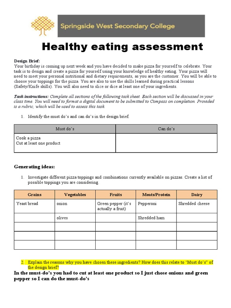 Healthy Pizza Design and Evaluation | PDF | Pizza | Healthy Diet