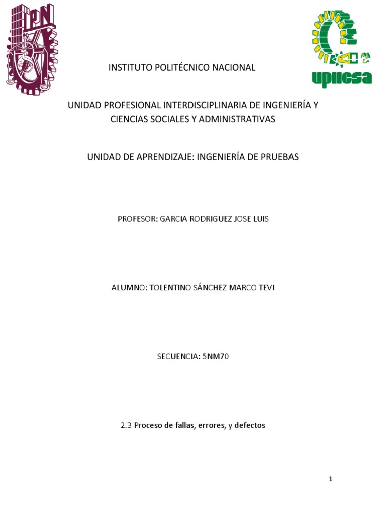 Diferencias entre error, falla y defecto | PDF | Software | Error de ...