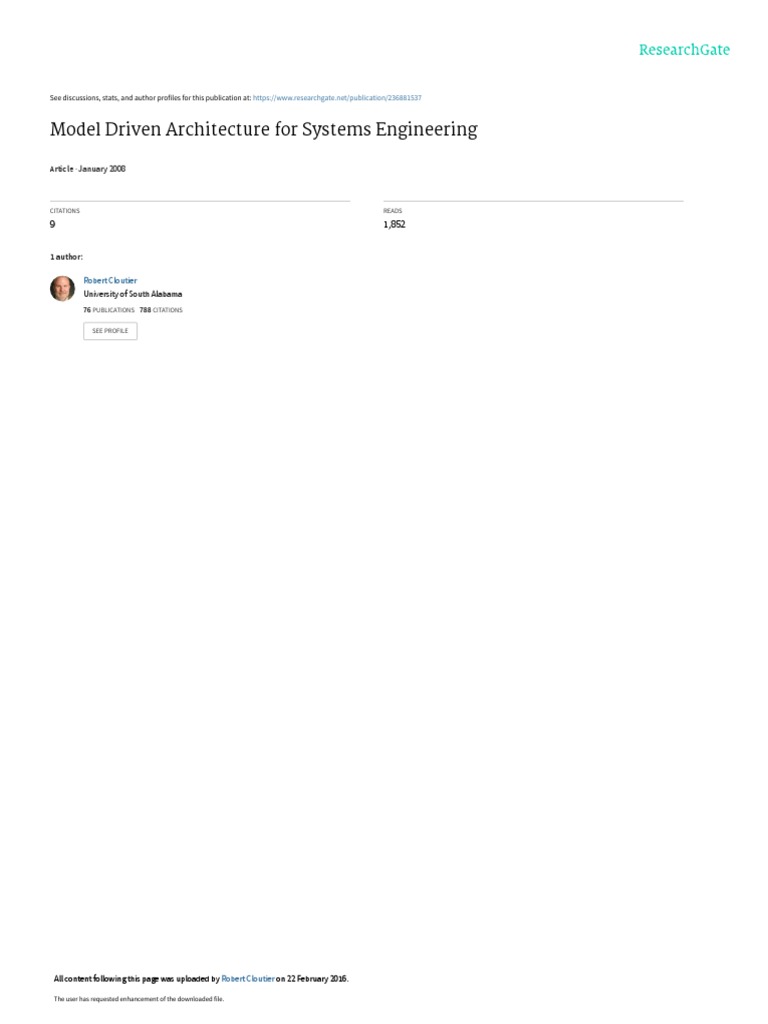 Model Driven Architecture For Systems Engineering: January 2008 | PDF | System | Anti Submarine ...