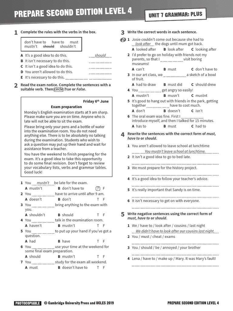 PREPARE 4 Grammar Plus Unit 07 | PDF | Linguistics