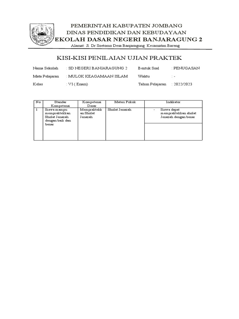 Kisi-Kisi Ujian Praktek Mki KLS 6 | PDF