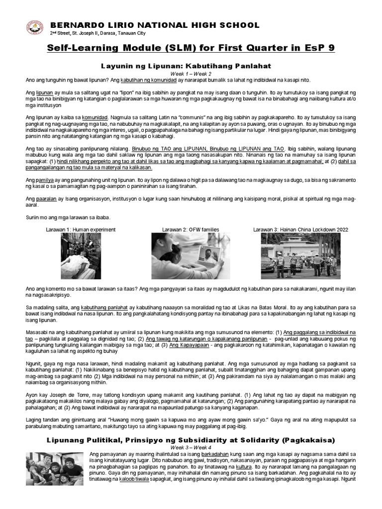 1st Quarter EsP9 | PDF