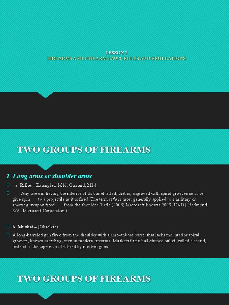Firearms Laws and Regulations Overview | PDF | Caliber | Rifle
