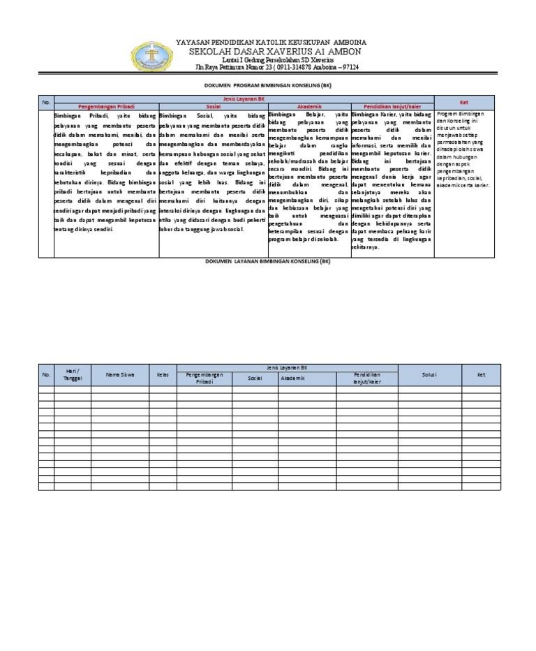 Dokumen Program Layanan BK (Matriks) | PDF