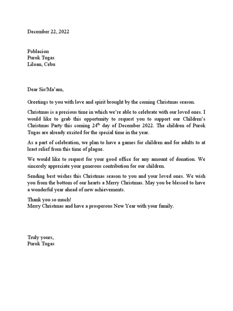 Solicitation Letter For Christmas) | PDF