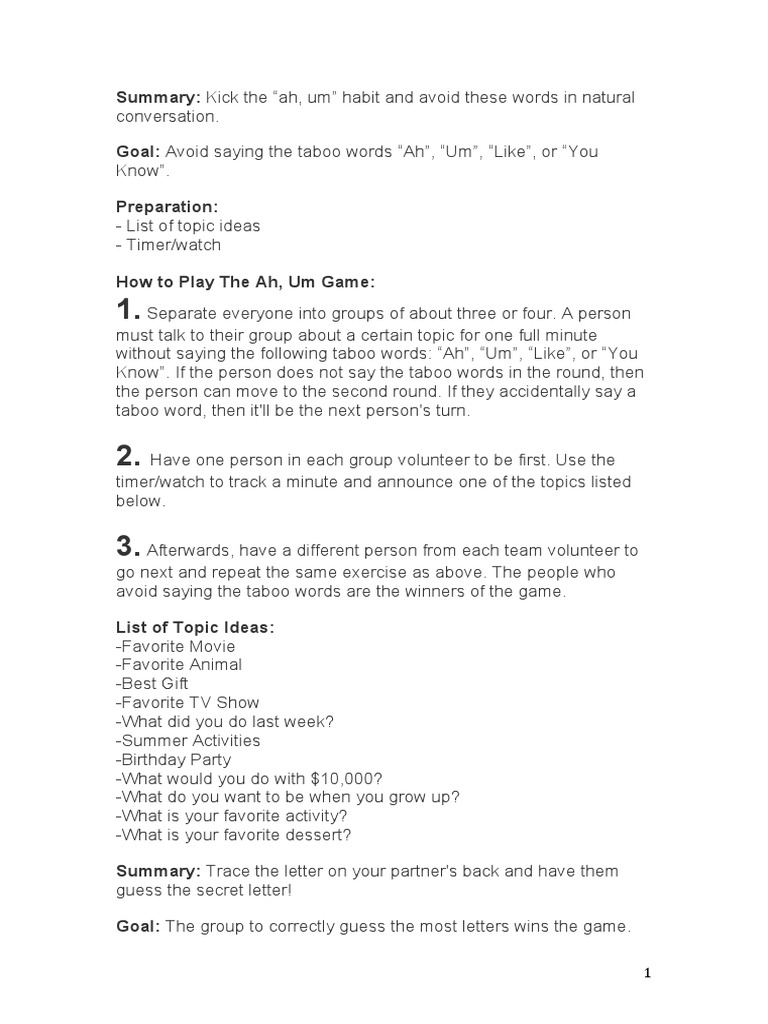 Group Games and Activities | PDF