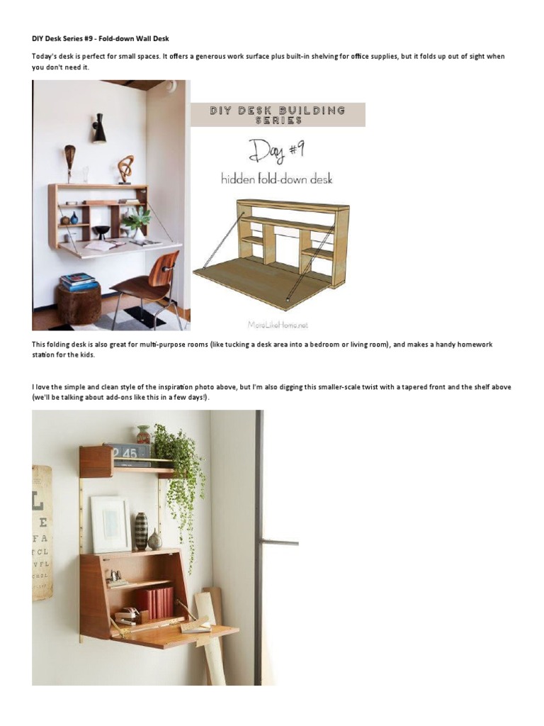 DIY Desk Series #9 - Fold-Down Wall Desk | PDF | Desk | Manufactured Goods