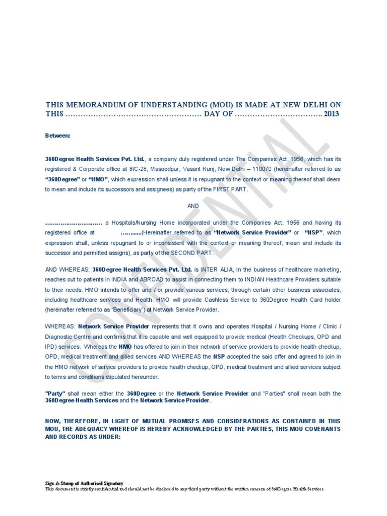 MOU for Hospital Partnership Agreement | PDF | Identity Document ...