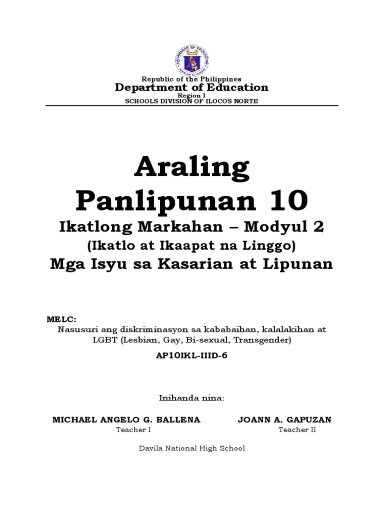 AP 10 Q3 Week3 4 MELC02 MODULE 2 MichaelAngeloBallenaJoannGapuzan ...