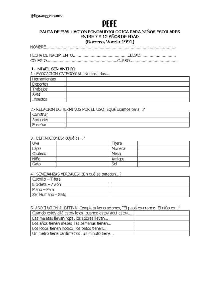 Evaluación Fonoaudiológica Infantil | PDF