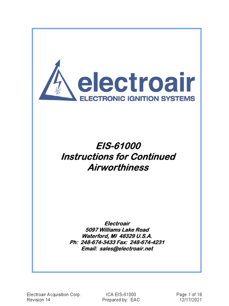 Eis Electronic Aircraft Ignition Pdf Internal Combustion Engine