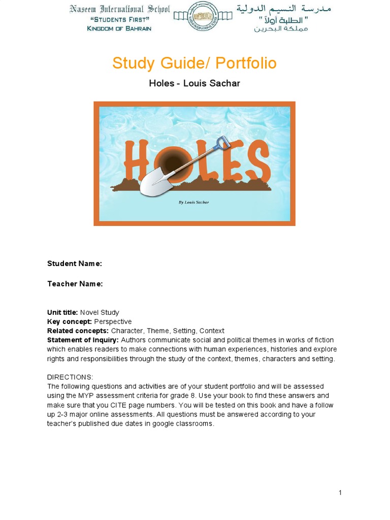 GR 8 Study Guide Holes Answer Booklet | PDF
