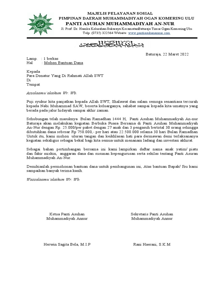 Proposal Buka Bersama Panti Asuhan Annur | PDF