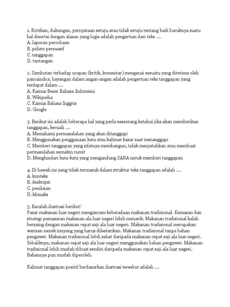Teks Tanggapan: Contoh dan Penjelasan | PDF | Ilmu Sosial