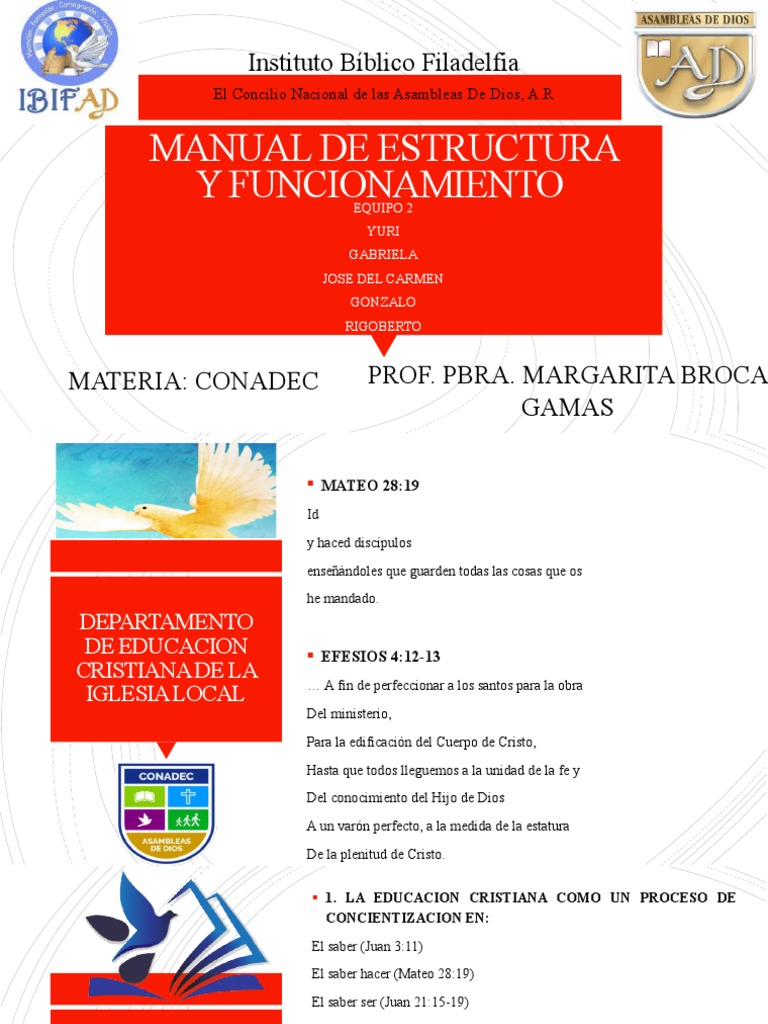 Manual de Estructura Y Funcionamiento: Instituto Bíblico Filadelfia | PDF | Cristo (título ...