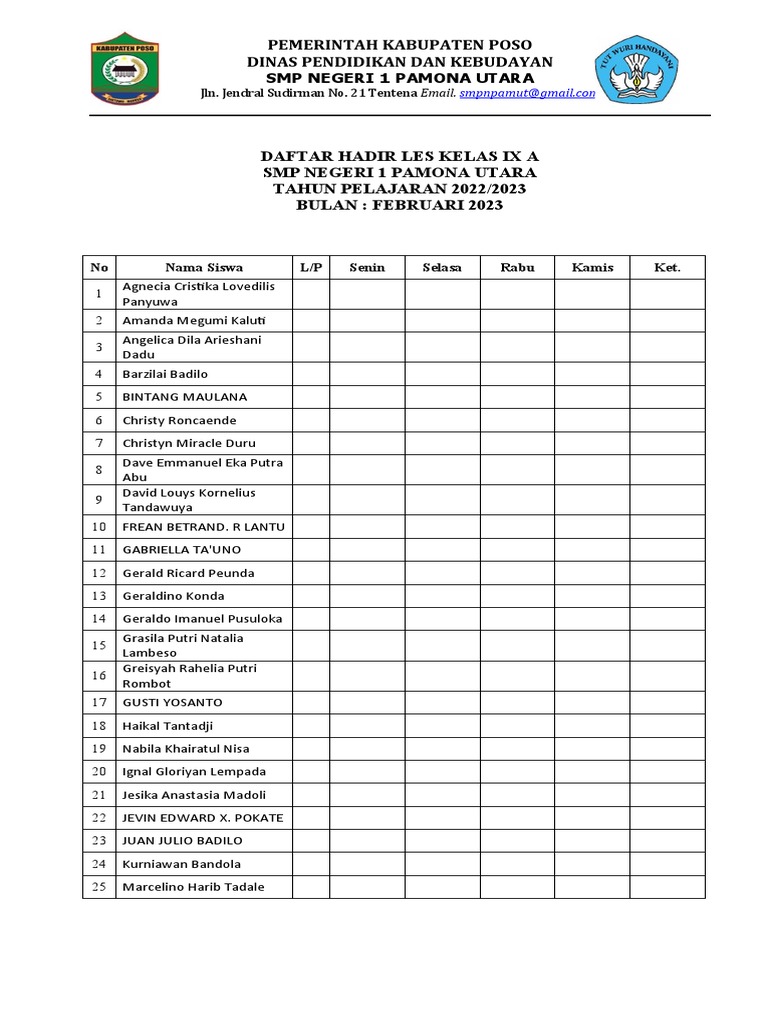 Dokumen - Tips - Daftar Hadir Les | PDF