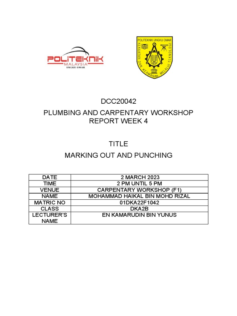 Carpentary Workshop Report Week 4 | PDF | Carpentry | Manufactured Goods