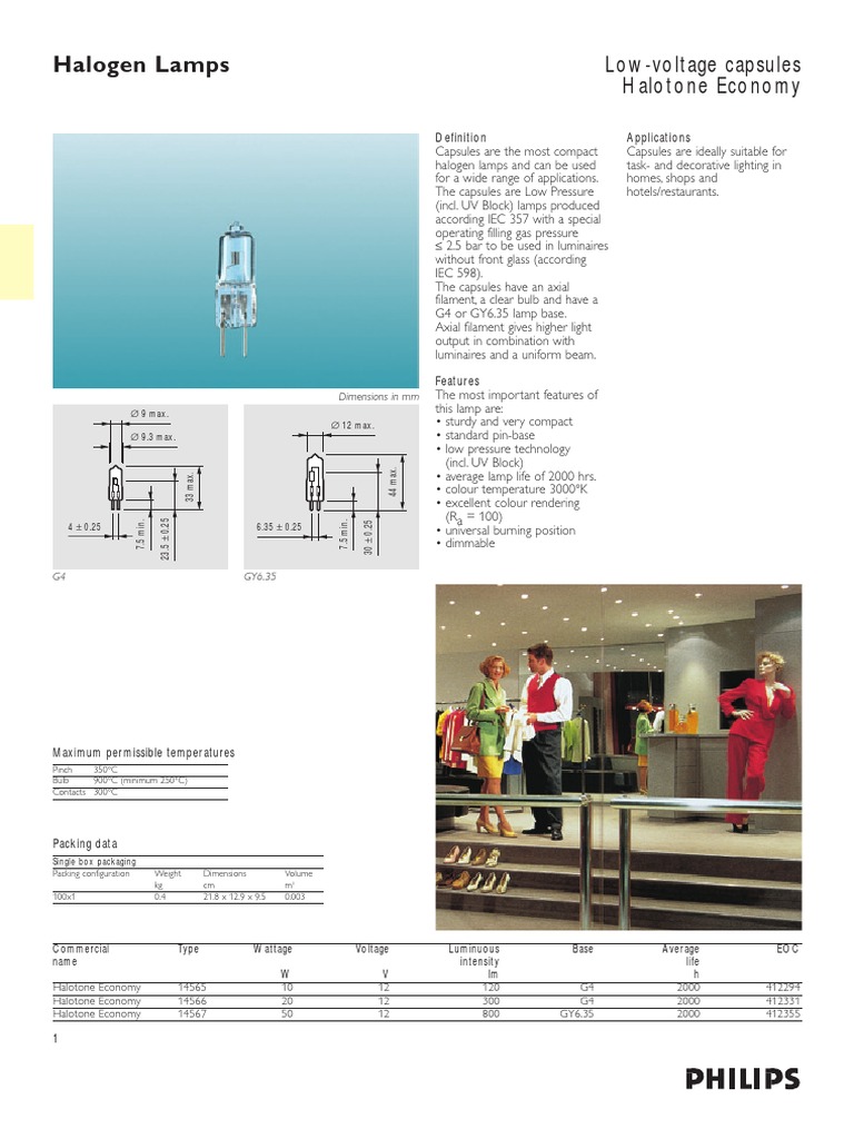Halotone Economy Halogen Capsules | PDF | Incandescent Light Bulb | Light