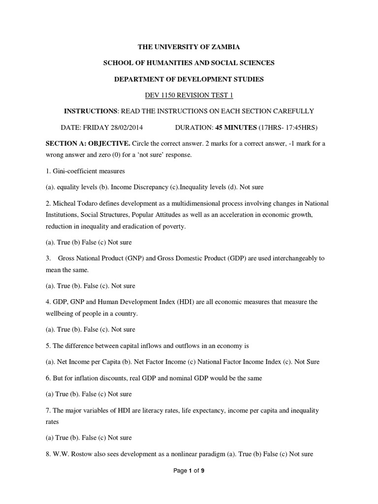 Development Studies 1150 Revision Quiz Q | PDF | Gross Domestic Product ...