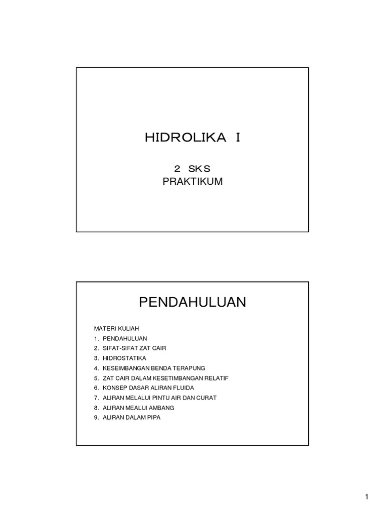 Hidrolika: Sifat Zat Cair & Hidrostatika | PDF