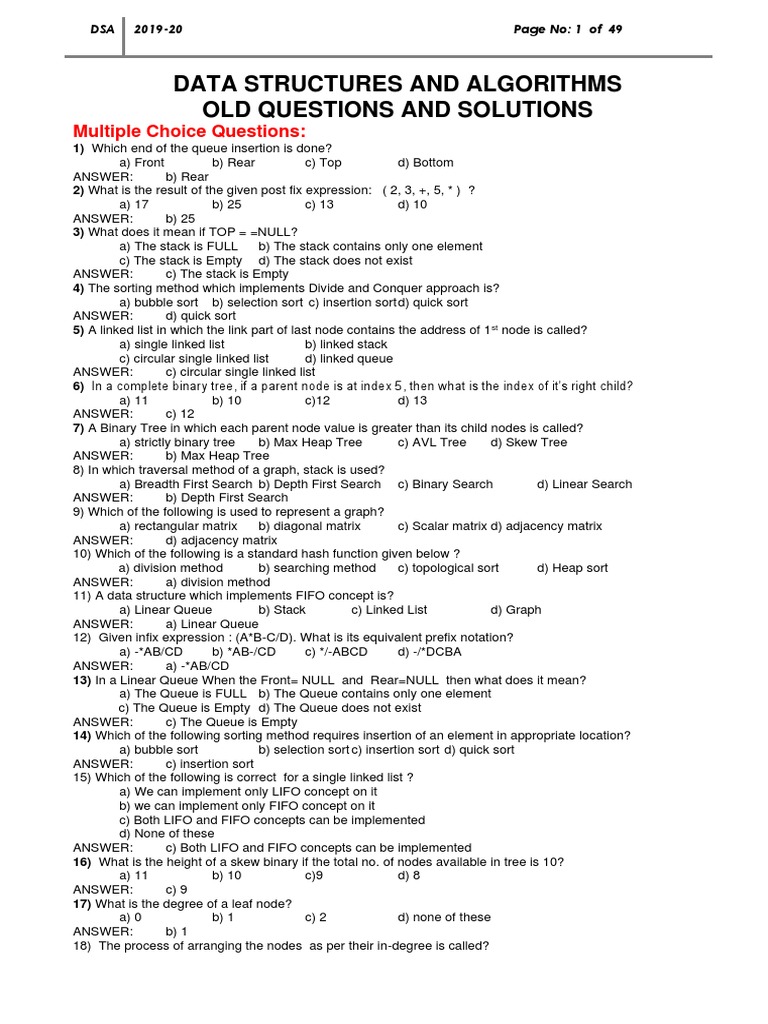 Dsa Old Questions Solution Bank | PDF | Queue (Abstract Data Type) | Computer Programming