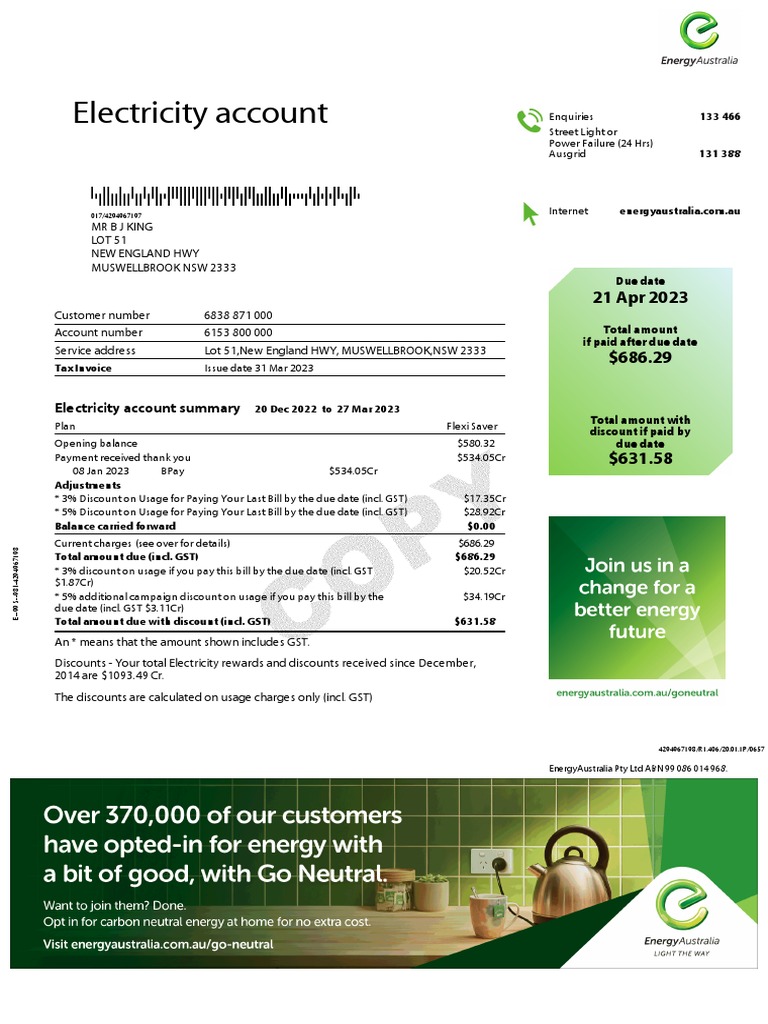 Electricity Account Summary | PDF | Rebate (Marketing) | Efficient ...