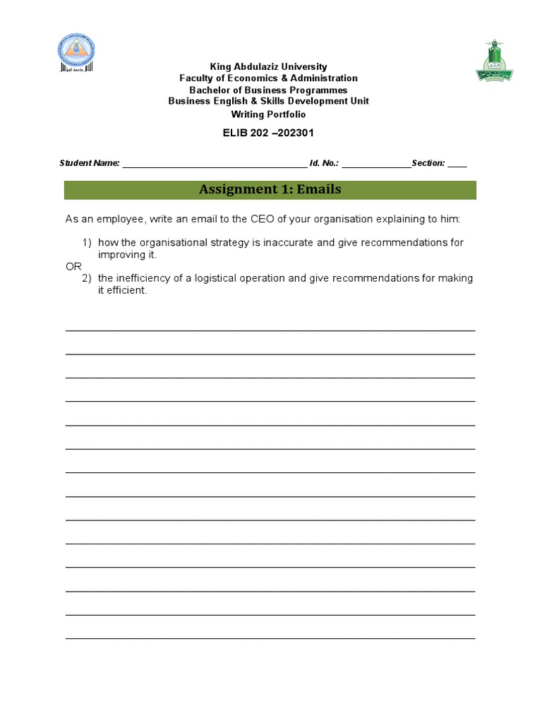 Business Email Assignment Guidelines | PDF | Business | Finance & Money ...