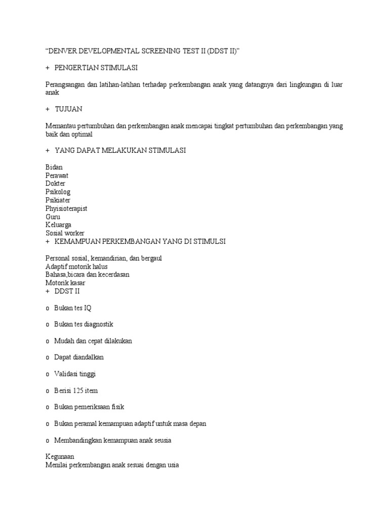 Denver Developmental Screening Test Ii | PDF | Kesehatan Holistik