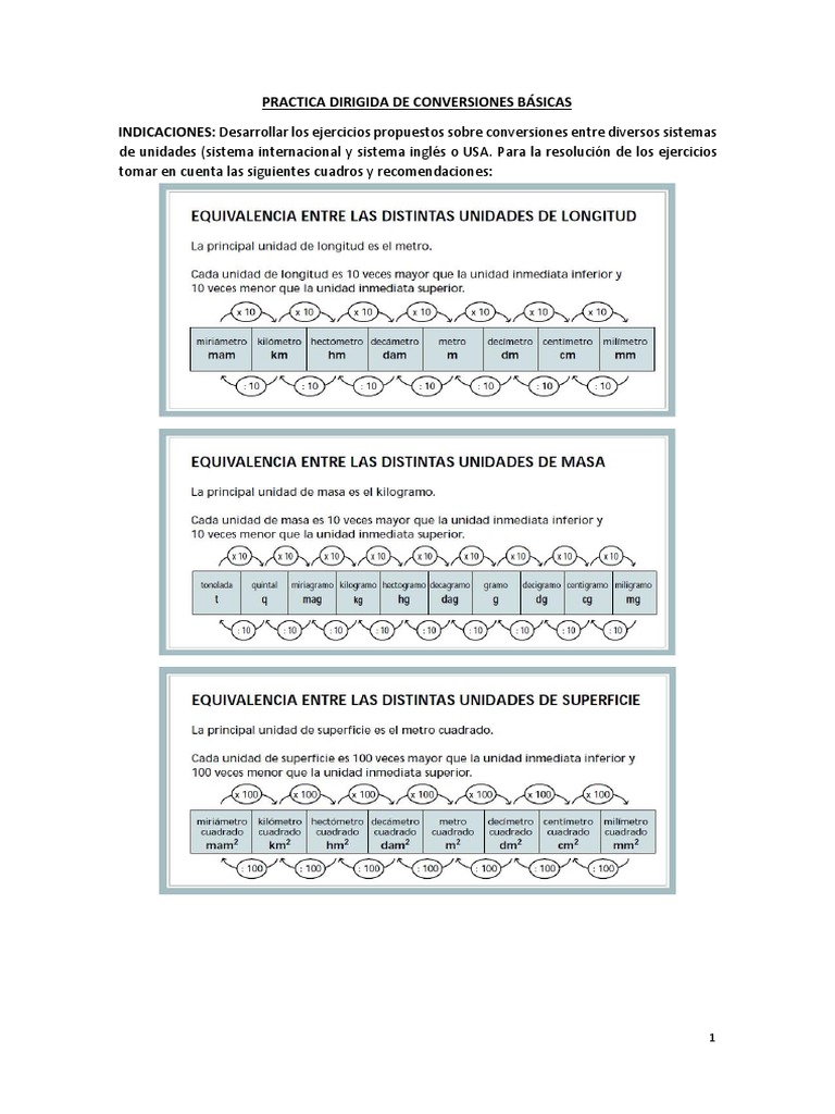 Practica Dirigida de Conversiones Basicas | PDF Practica Dirigida de Conversiones Basicas | PDF