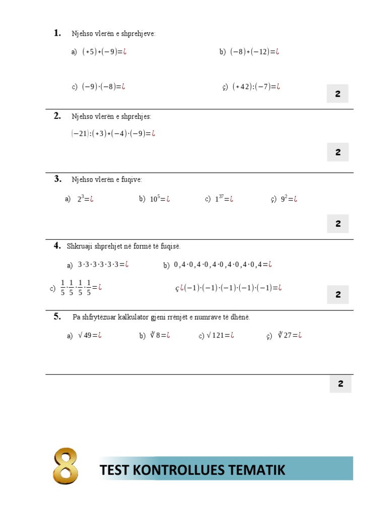 Test Kontrollues Tema 1 KL 8 I Lehte | PDF