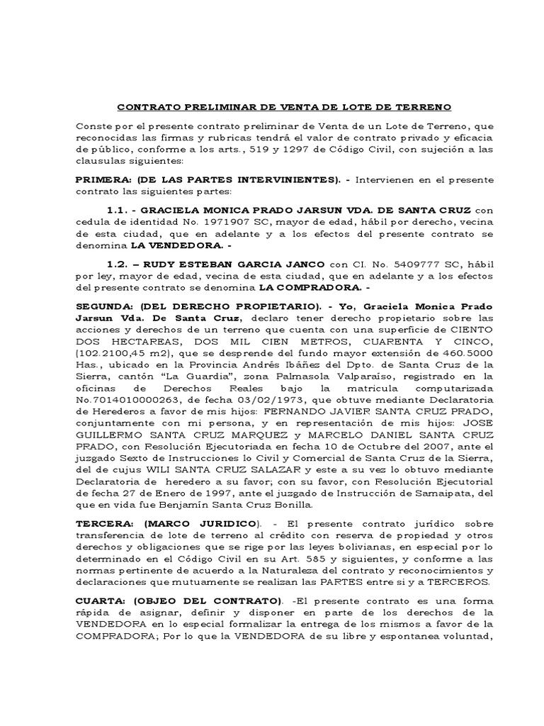 Contrato Preliminar Venta Terreno | PDF | Gobierno | Ley común