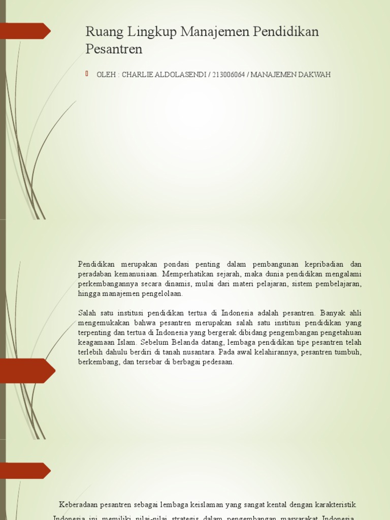 Charlie Aldo RuangLingkup Manj - Pend.pesantren | PDF