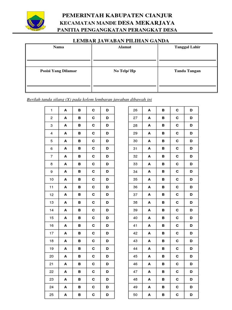 Lembar Jawaban PILIHAN GANDA | PDF