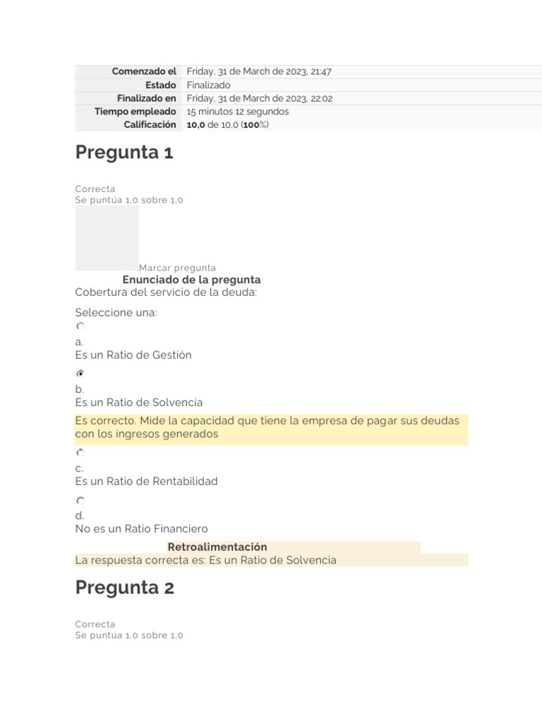 Pregunta 1: Enunciado de La Pregunta | PDF | Rentabilidad sobre recursos propios | Ratio financiero