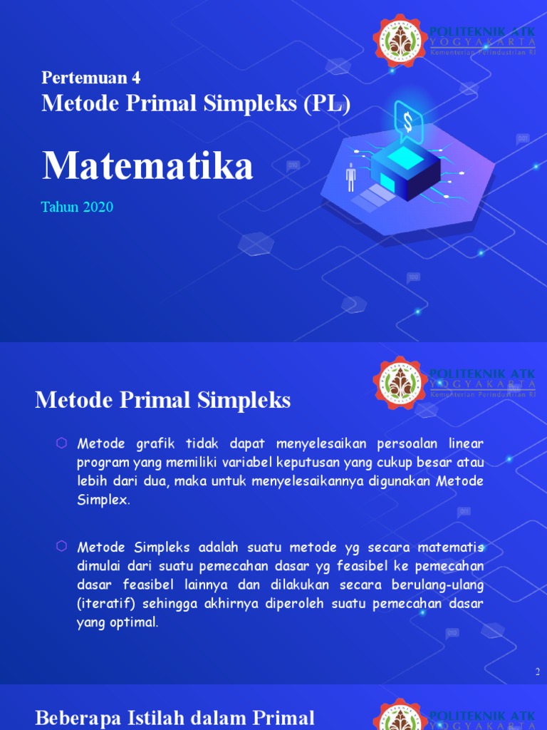 Metode Primal Simpleks Pertemuan 4 | PDF