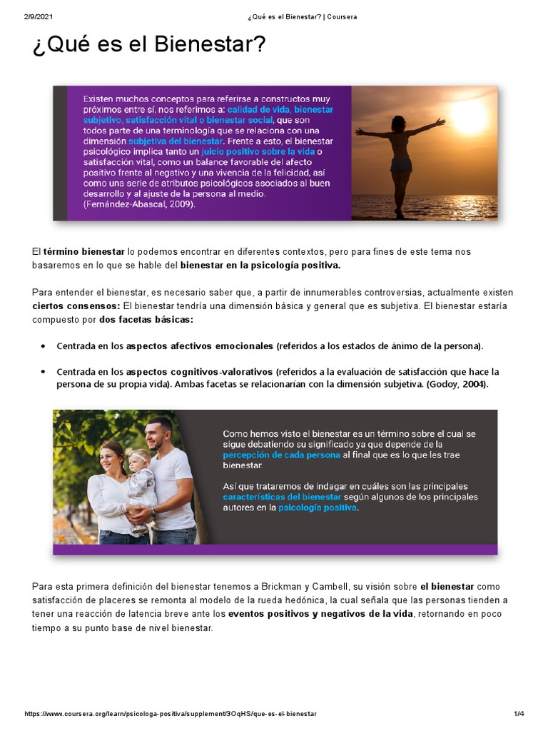 Definición de Bienestar en Psicología | PDF | Bienestar | Psicologia ...